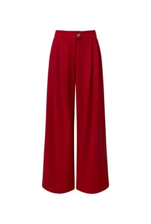 JAMES LAKELAND Burgundy Wide Leg Suit Trousers - Red
