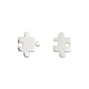 LILY CHARMED Sterling Jigsaw Stud Earrings - Silver