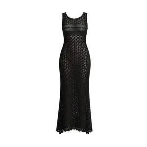 DECOLET THE LABEL Neutrals Amalfi Crochet Dress - Black