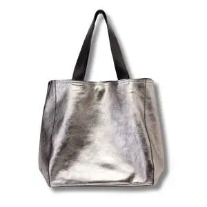 JUAN-JO Oversized Tote Bag Slouchy Leather Color - Silver