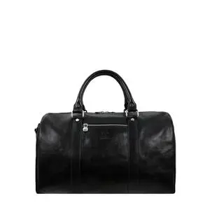 TIME RESISTANCE Small Leather Overnight Bag, Duffel Bag In The Ambassadors - Black