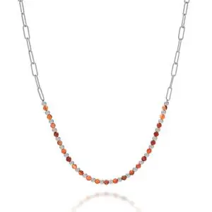 NELLOU JEWELLERY Carnelian Gem Shine Necklace Sterling