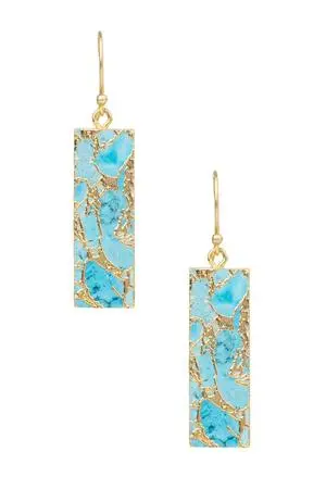 Saachi Gemstone Rectangle Mojave Turquoise Earrings - Blue