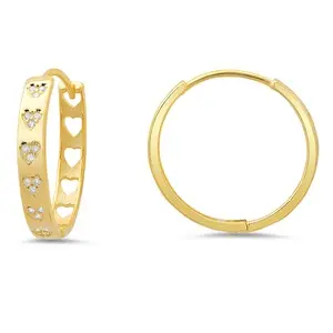 KYLIE HARPER 25mm Diamond Cz Heart Statet Hoop Earrings - Gold