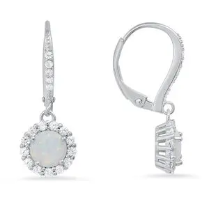 KYLIE HARPER Opal Halo Leverback Earrings In Sterling - Silver