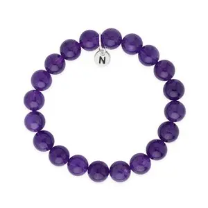 NELLOU JEWELLERY Amethyst Gemstone Bead Bracelet - Purple