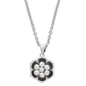 LUCY QUARTERMAINE Solid Sterling Royal Pearl Flower Pendant - Silver