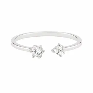ESTERAH Open Adjustable Sterling Zirconia Ring - Silver