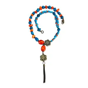 BELLUS DOMINA Blue & Orange Gemstone Long Necklace - Blue/orange