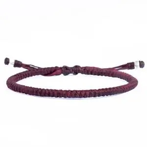 HARBOUR UK Sportsman Silver Rope Bracelet Wine - Red