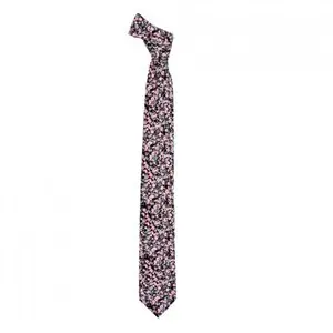 DAVID WEJ Floral Printed Tie – Pink - Black