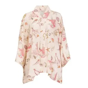 FABLE ENGLAND Neutrals Whispering Sands Lotus Short Kimono - Pink