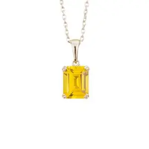 JUVETTI  White / Yellow Thamani White Gold Pendant Necklace In Yellow Sapphire - White/yellow