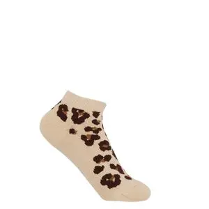 PEPER HAROW - MADE IN ENGLAND Leopard Trainer Socks - Brown