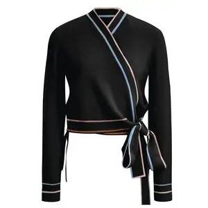 ROCH PEREL Coloured Trim Wrap Sweater - Black