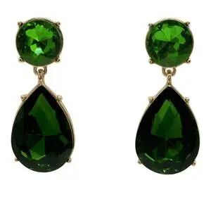 MICHAEL NASH JEWELRY Marina Emerald Pear Shape Clip On Drops - Green