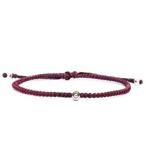 HARBOUR UK The Protector Silver Evil Eye Bracelet Wine - Red