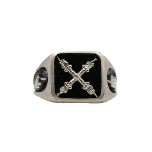 APRÈS YOUTH Black / Silver Introvert Signet Ring Onyx - Black/silver