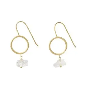 YAA YAA LONDON Hoop Crystal Drop Earrings - Gold