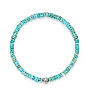 NIALAYA JEWELRY Wristband With Turquoise Heishi Beads - Blue
