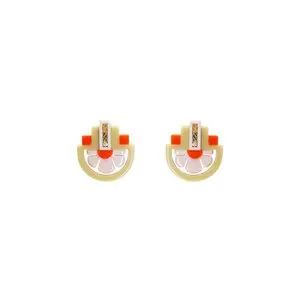 GISSA BICALHO Neutrals Acrylic Handmade Earring Three Flowers Kahki - Yellow