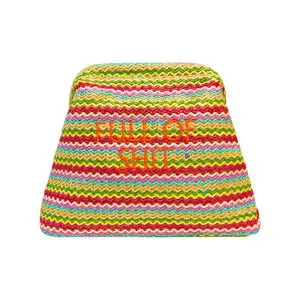 LILLY LOVES Embroidered Straw Clutch - Orange