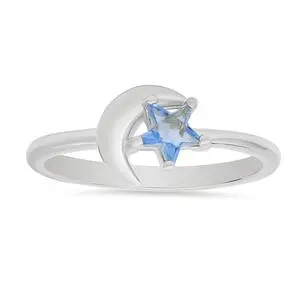 KYLIE HARPER Petite Celestial Star & Moon Ring In Sterling - Silver