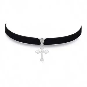 LENI JAMES The Mini Billie Cross Choker - Silver