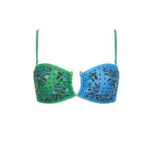 JESSIE ZHAO NEW YORK Polka Bloom Reversible Bandeau Top - Green