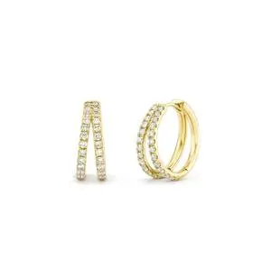 DINNY HALL Gold / Yellow / White Signature Duo Lab-created Diamond Huggie Hoops - Gold/yellow/white