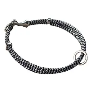 POSH TOTTY DESIGNS Black / Silver / White Herringbone Cord Message Bracelet - Black/silver/white