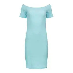 CONQUISTA Off-shoulder Ribbed Dress Aqua - Blue