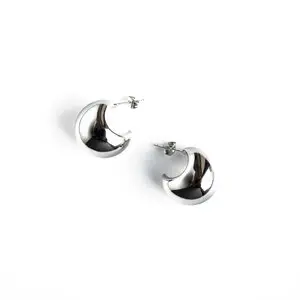 SUPERDIVAJEWELLERY Pear Drop Curve Hoop Earrings - Silver