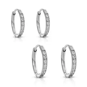 EVER JEWELLERY Transition Huggie Hoop Earrings Bundle Set - Silver