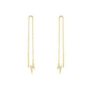 SPERO LONDON Lightning Bolt Sterling Silver Chain Drop Earring - Gold