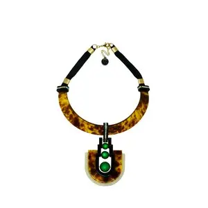 GISSA BICALHO Gissa Bicalho Handmade Acrylic Necklace With Glass Rhinestones And Sodalite Bead Green