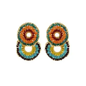 LAVISH BY TRICIA MILANEZE Multicolor Gush Small Handmade Earrings - Brown/yellow