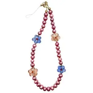 FARRA Freshwater Pearls With Flowers Lovely Phone Strap - Pink