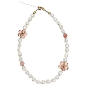 FARRA Freshwater Pearls With Flowers Lovely Phone Strap - Pink