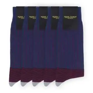 PEPER HAROW - MADE IN ENGLAND Grooms’s Socks Bundle Oxford Stripe Navy - Blue