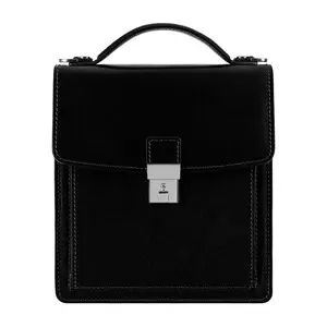TIME RESISTANCE Small Leather Briefcase Walden - Black
