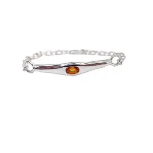 AMY DELSON JEWELRY Silver / Orange Blake Orange Citrine Sterling Silver Adjustable Bracelet - Silver/orange