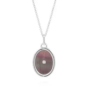 Côté Caché Mother Of Pearl Mirror Pendant Necklace - Silver