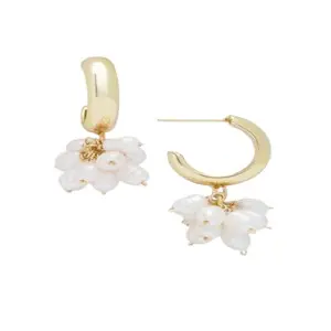 Saachi Pearl Cluster Hoop Earrings - Gold