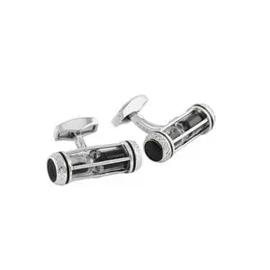 Tateossian Sand Timer Cufflinks In Black Palladium Plated - Silver