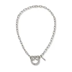 JAREDJAMIN Reaction Circular Pave Clasp Necklace - Silver
