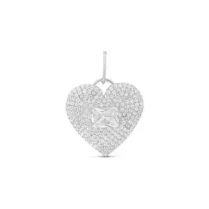 SHYMI Pave Heart & Stone Charm - Silver