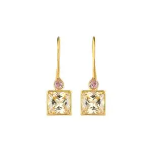FIRERA ATELIER Pink / Yellow Pink & Yellow Zirkonium Charm Earring - Pink/yellow