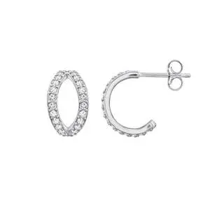 DIAMONBLISS Pave Duo Hoop Earrings - White