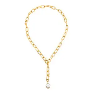 MISS CECILIA Fresh Water Pearl Chain Necklace - Gold